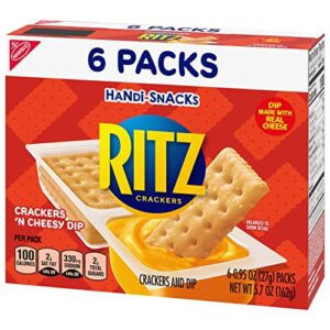 Handi-Snacks RITZ Crackers 'N Cheesy Dip Snack Packs, 12 Boxes of 6 Snack Packs (72 Total Packs)