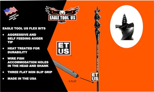 Eagle Tool US EA75054 Flex Shank Installer Drill Bit, Auger Style, 3/4-Inch by 54-Inch, Made in The USA