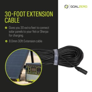 Goal Zero 30' Extension Cable 8 mm 9 m Or 30 Extra Feet to Connect Solar Panels to Each Other Or Can Be Used to Connect Panels to Yeti Or Sherpa 100ac for Charging