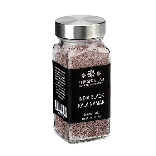 The Spice Lab Kala Namak Black Salt - Indian Himalayan Black Salt - French Jar - Vegan Kala Namak Salt Pure and Natural Indian Black Salt Gluten Free - Vegan Tofu Scramble Seasoning Natural Egg Taste