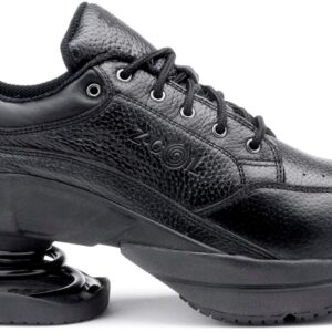 Z-CoiL Women's Legend Slip Resistant Black Leather Tennis Shoe 6 C/D US