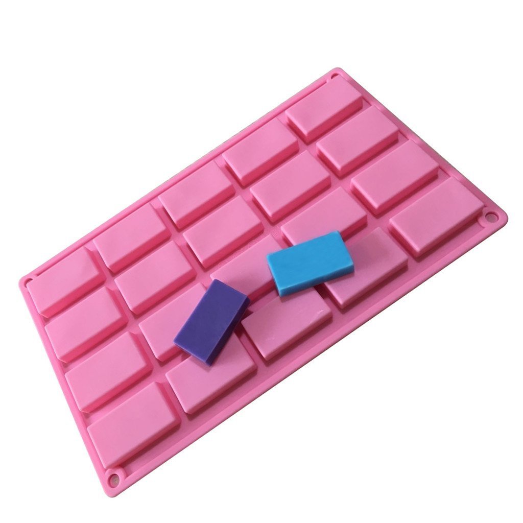 Allforhome 20 Cavities Rectangle Silicone Soap Molds Handmade Guest Sample Soap Molds Ice Cube Tray Biscuit Candy Chocolate Bar DIY Molds Moulds