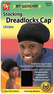 unisex stocking dreadlocks cap stretchable soft durable long lasting lightweight comfortable night sleeping headwear (black)