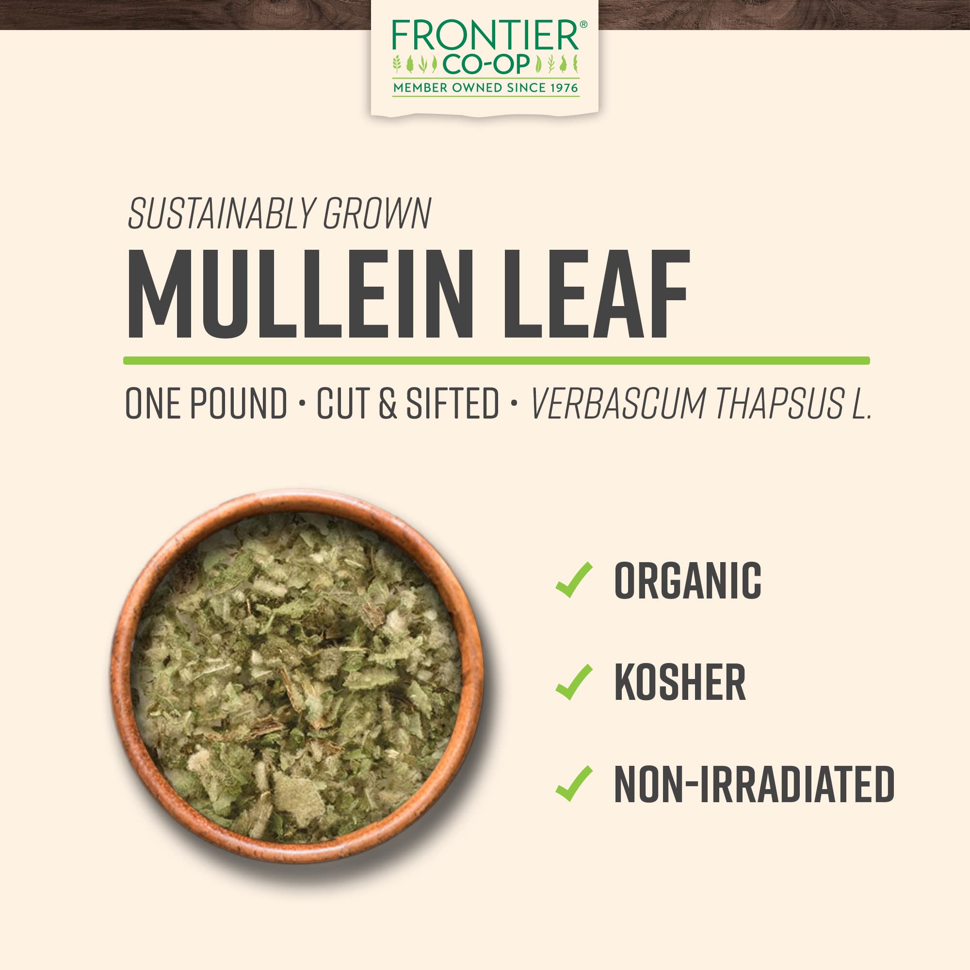 Frontier Co-op Mullein Leaf Tea, 16 oz Kosher Bag - For Tea, Extracts, Capsules