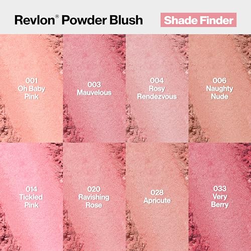 Revlon Blush, Powder Blush Face Makeup, High Impact Buildable Color, Lightweight & Smooth Finish, 003 Mauvelous, 0.17 oz