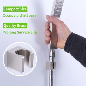 Handheld Shower Head Holder, Angle Simple Brass Shower Handle Holder, Bidet Sprayer Holder, Shower Head Bracket, Hand Held Shower Wand Holder, Shower Arm Holder Wall Mount, Brushed Nickel