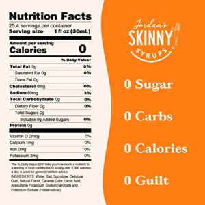 Jordan's Skinny Syrups Sugar Free Coffee Syrup, Salted Caramel Flavor Drink Mix, Zero Calorie Flavoring for Chai Latte, Protein Shake, Food & More, Gluten Free, Keto Friendly, 25.4 Fl Oz, (Pack of 6)