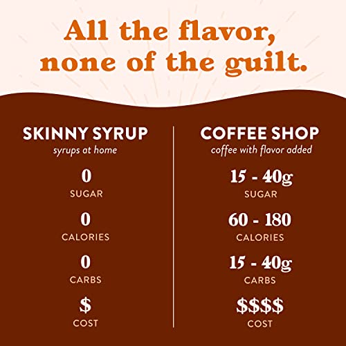 Jordan's Skinny Syrups Sugar Free Coffee Syrup, Salted Caramel Flavor Drink Mix, Zero Calorie Flavoring for Chai Latte, Protein Shake, Food & More, Gluten Free, Keto Friendly, 25.4 Fl Oz, (Pack of 6)