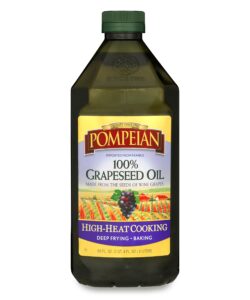 pompeian 100% grapeseed oil, light and subtle flavor, perfect for high-heat cooking, deep frying and baking, 68 fl. oz.