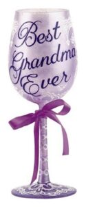 designs by lolita “best grandma ever” hand-painted artisan wine glass, 15 oz.