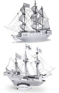 metal earth 3d laser cut steel models - black pearl ship and golden hind ship set of 2