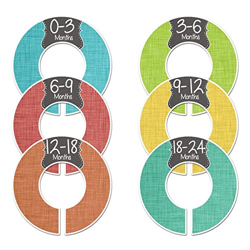 C63 Baby Boy Nursery Closet Clothing Size Hanger Dividers Set of 6 Fits 1.25 Inch Rod