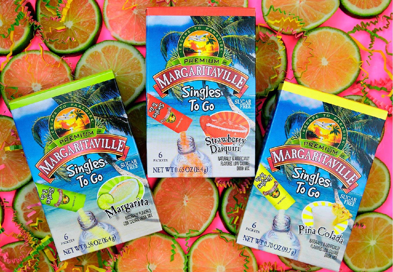 Margaritaville Singles To Go Water Drink Mix - Pina Colada Flavored, Non-Alcoholic Powder Sticks (12 Boxes with 6 Packets Each - 72 Total Servings), 0.65 Ounce (Pack of 12)