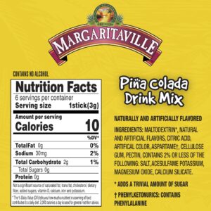 Margaritaville Singles To Go Water Drink Mix - Pina Colada Flavored, Non-Alcoholic Powder Sticks (12 Boxes with 6 Packets Each - 72 Total Servings), 0.65 Ounce (Pack of 12)