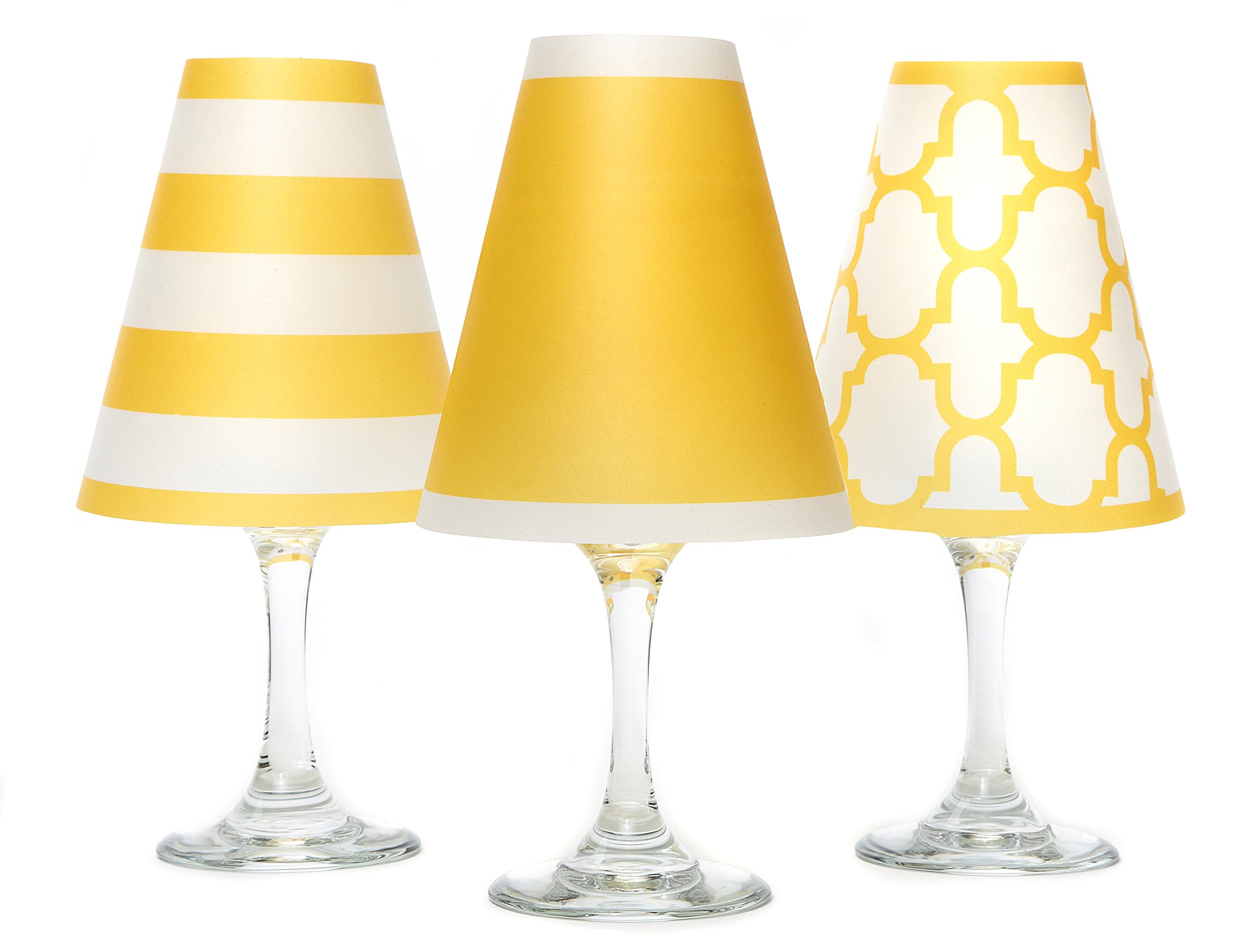 di Potter WS189 Nantucket Paper White Wine Glass Shade, Vibrant Yellow (Pack of 6)