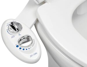 luxe bidet neo 120 - self-cleaning nozzle, fresh water non-electric bidet attachment for toilet seat, adjustable water pressure, rear wash (white)