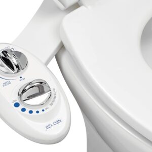 LUXE Bidet NEO 120 - Self-Cleaning Nozzle, Fresh Water Non-Electric Bidet Attachment for Toilet Seat, Adjustable Water Pressure, Rear Wash (White)