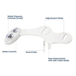 LUXE Bidet NEO 120 - Self-Cleaning Nozzle, Fresh Water Non-Electric Bidet Attachment for Toilet Seat, Adjustable Water Pressure, Rear Wash (White)