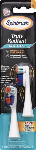 Spinbrush ARM & HAMMER PRO+ Deep Clean REFILLs– Battery Powered Toothbrush Removes 100% More Plaque- Soft Bristles -Two Replacement Heads (Packing may vary)