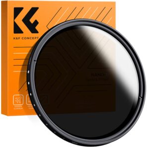 k&f concept 58mm variable nd2-nd400 nd lens filter (1-9 stops) for camera lens, adjustable neutral density filter with microfiber cleaning cloth (b-series)