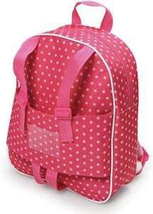 badger basket toy doll travel backpack storage bag for 18 inch dolls - pink/star