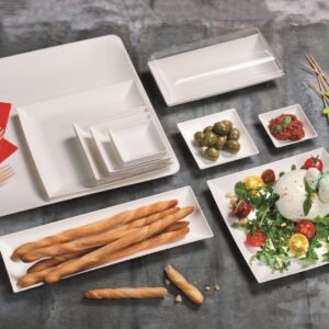 PacknWood 210BCHIC99 - Heavy-Duty Bio n Chic Mini White Sugarcane Plate -Disposable Brown Plates-Microwavable,Party Plates, Dessert Plates and compostable Square Plate “3.5 x 3.5 “ Case of 100.