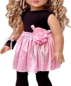 - Showtime - 5 Piece Outfit - Black Unitard, Pink Tutu Skirt, Ballet Slippers, Corsage, Hairpiece - Clothes Fits 18 Inch Doll (Doll Not Included)