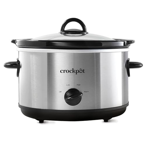 Crock-Pot 4.5 Quarts Manual Design Series Slow Cooker with 3 Manual Heat Settings Cooks Meals for 4 Plus People with Removable Stoneware Bowl, Silver