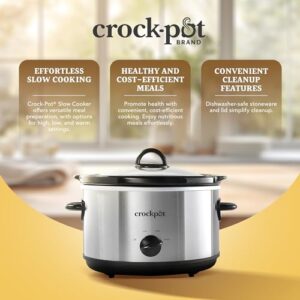 Crock-Pot 4.5 Quarts Manual Design Series Slow Cooker with 3 Manual Heat Settings Cooks Meals for 4 Plus People with Removable Stoneware Bowl, Silver