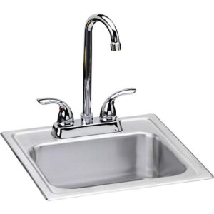 elkay dsep1515c dayton single bowl drop-in stainless steel bar sink + faucet kit