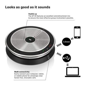 Sennheiser Enterprise Solution SP 20 ML 506050 Sound-Enhanced, User Friendly Mobile Speaker Phone For Desk Mobile Phone Softphone PC Connection Skype for Business Certified, Silver, EXPAND SP 20