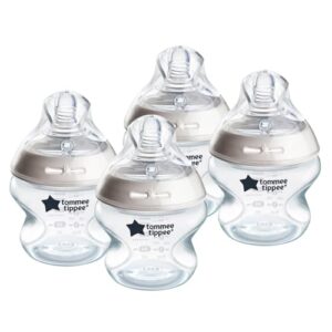 tommee tippee baby bottles, natural start anti-colic baby bottle with slow flow breast-like nipple, 5oz, 0m+, baby feeding essentials, pack of 4