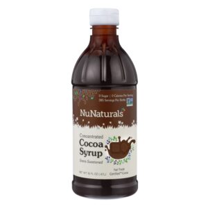 nunaturals stevia syrup, sugar-free sweetener, plant-based sugar substitute, zero calorie, chocolate, 16 oz