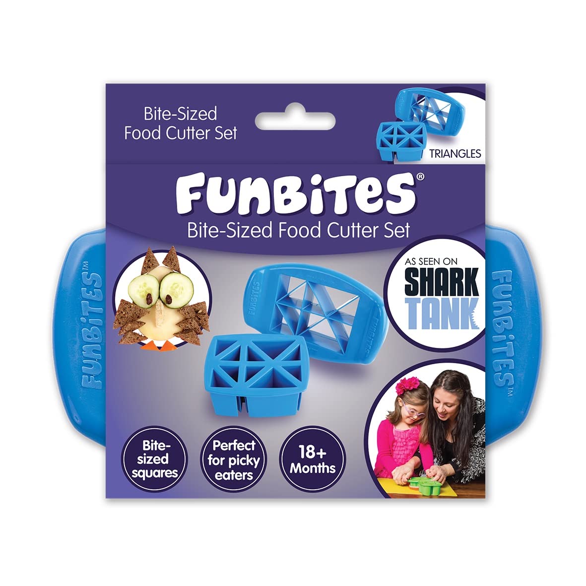 FunBites Food Cutter for Kids, Blue Triangles