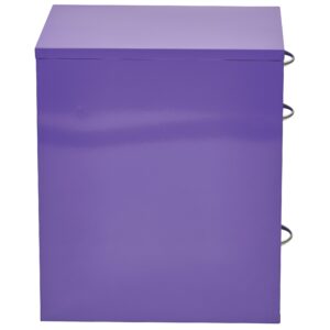 OSP Home Furnishings HPB Heavy Duty 3-Drawer Metal File Cabinet for Standard Files and Office Supplies, Purple Finish