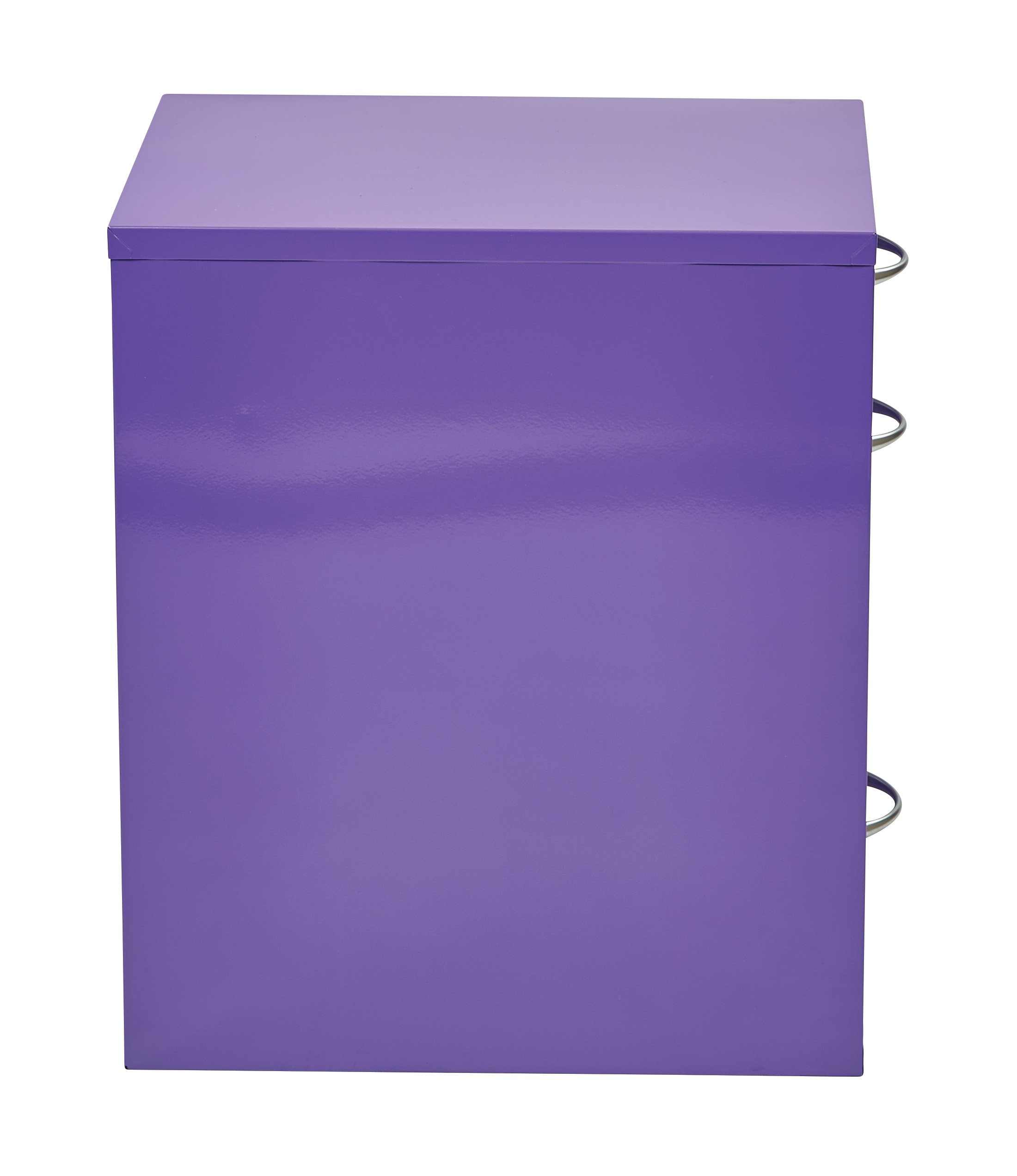 OSP Home Furnishings HPB Heavy Duty 3-Drawer Metal File Cabinet for Standard Files and Office Supplies, Purple Finish