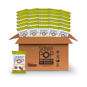 skinnypop original popcorn, individual snack size bags, skinny pop, healthy popcorn snacks, gluten free, 0.65 ounce (pack of 30)