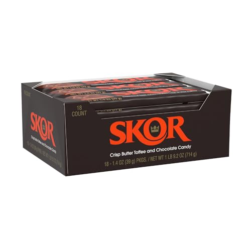 SKOR Crisp Butter Toffee and Chocolate Candy Bars, 1.4 oz (18 Count)