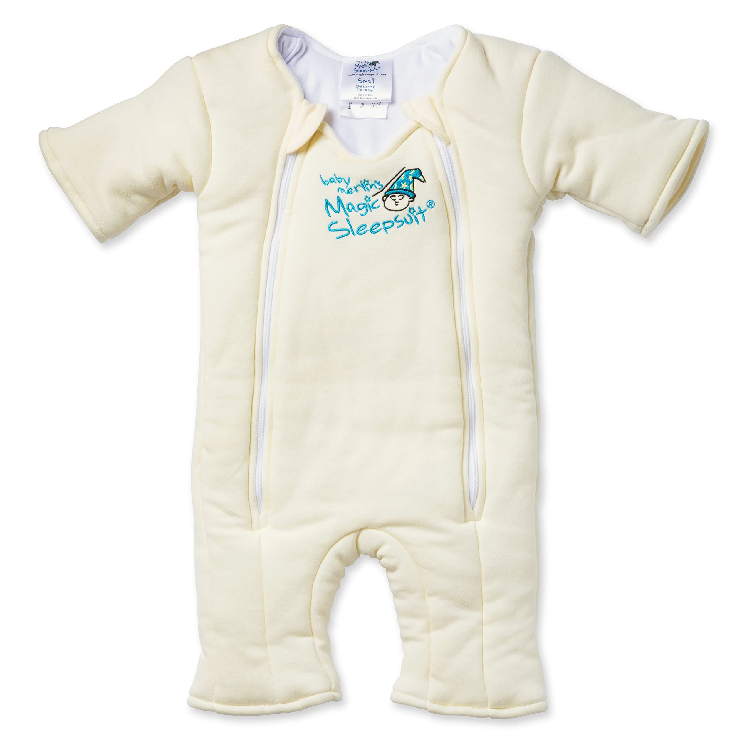 Baby Merlin's Magic Sleepsuit - 100% Cotton Baby Transition Swaddle - Baby Sleep Suit - Cream - 3-6 Months