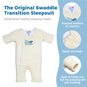 Baby Merlin's Magic Sleepsuit - 100% Cotton Baby Transition Swaddle - Baby Sleep Suit - Cream - 3-6 Months