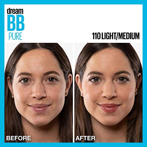 Maybelline Dream Pure Skin Clearing BB Cream, 8-in-1 Skin Perfecting Beauty Balm With 2% Salicylic Acid, Sheer Tint Coverage, Oil-Free, Light/Medium, 1 Count