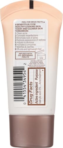 Maybelline Dream Pure Skin Clearing BB Cream, 8-in-1 Skin Perfecting Beauty Balm With 2% Salicylic Acid, Sheer Tint Coverage, Oil-Free, Light/Medium, 1 Count