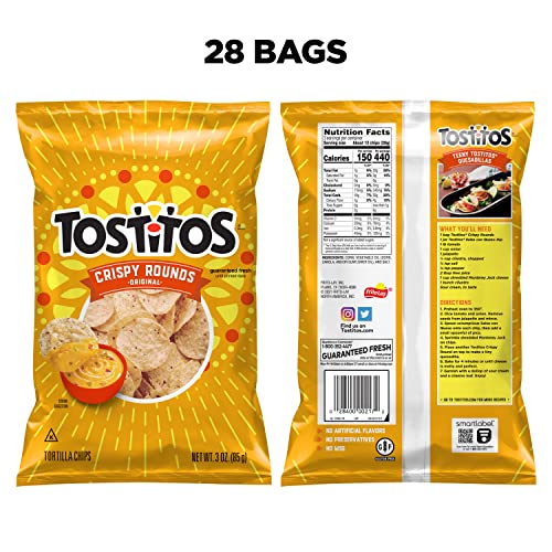 Tostitos, Crispy Rounds Tortilla Chips, 3 Ounce (Pack of 28)