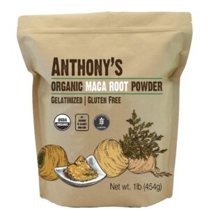 Anthony's Organic Maca Root Powder, 1 lb, Gelatinized for Enhanced Bioavailability, Gluten Free & Non GMO (Pack of 1)