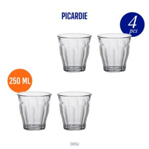 Duralex Picardie 1027AC04 Set of 4 Transparent Glass Tumblers, 25 cl