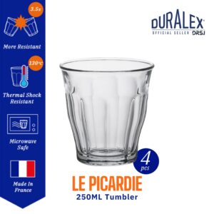 Duralex Picardie 1027AC04 Set of 4 Transparent Glass Tumblers, 25 cl