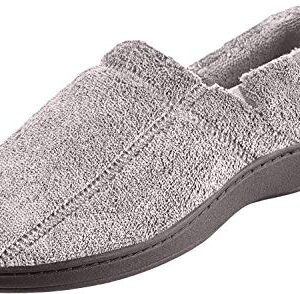 Isotoner Men's Microterry Slip On Slipper Flat Sandals, Charcoal, 9.5