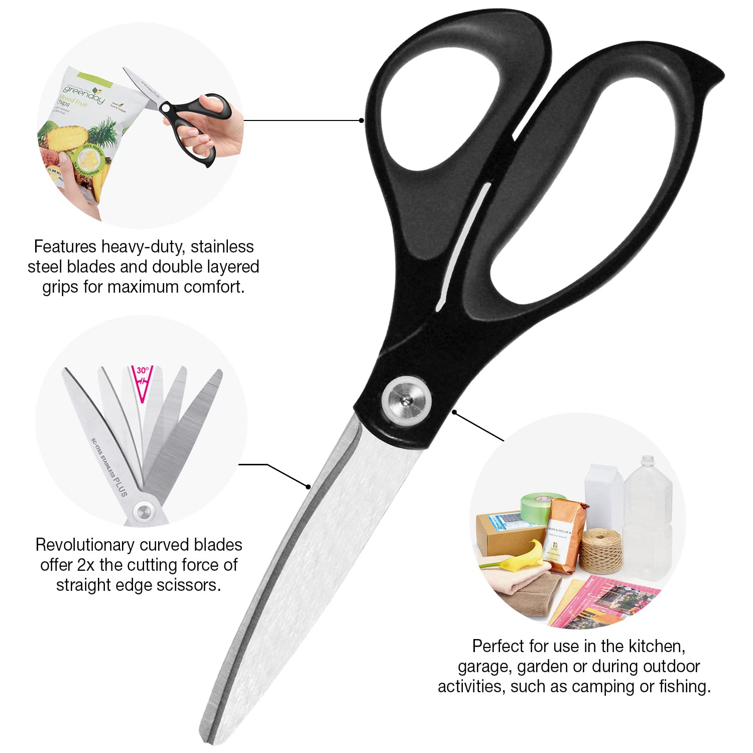 Plus Fit Cut Curve Scissors, Large, Black (35062)