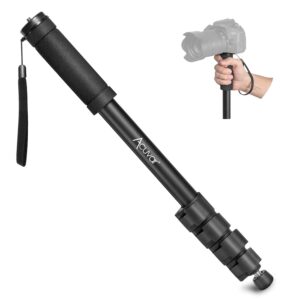 acuvar 62' inch monopod with integrated safety strap and 4 section extending pole for all digital cameras, dslr, mirrorless, compact cameras, camcorders & cell phones