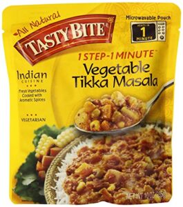 tasty bite vegetable tikka masala, 10 ounce, pack of 6, ready to eat, microwavable entree, vegetables simmered with cashews (packaging may vary)